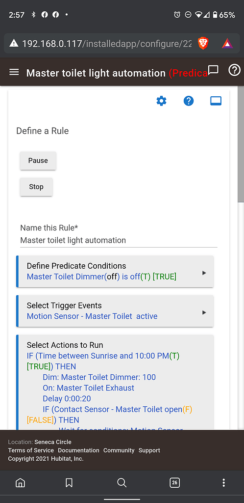 Predicate condition is true but system think's it's false - 📐 Rule Machine® - Hubitat