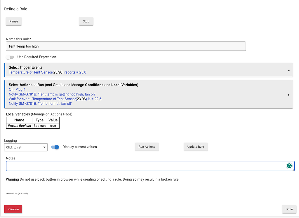 Temp Rule - 📐 Rule Machine® - Hubitat