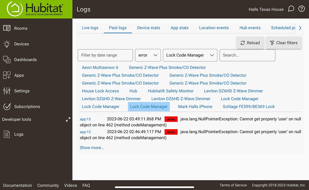 Multiple “Lock Code Manager” Entries in Log - Using C-8 - Hubitat