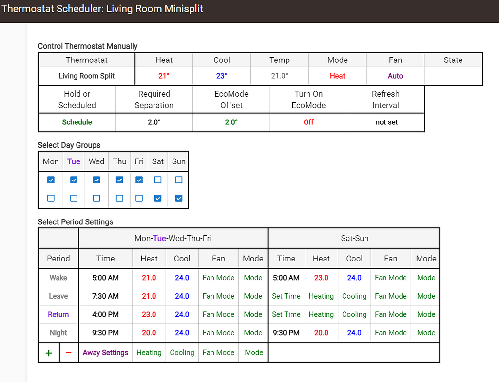 Thermostat Scheduler - Eco Mode - Built-in Apps - Hubitat