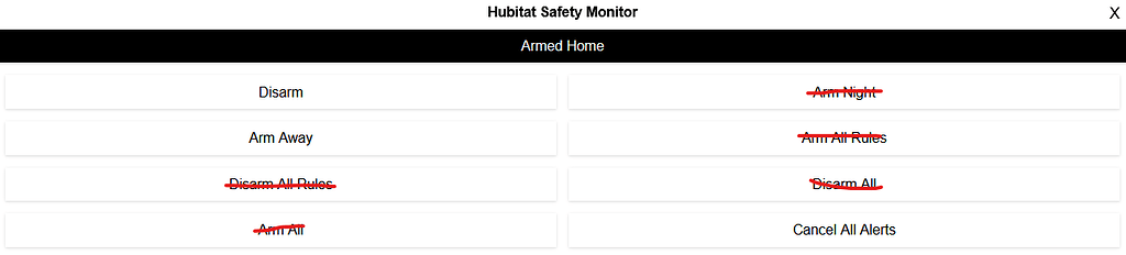 HSM Button - Hubitat Dashboard - Hubitat