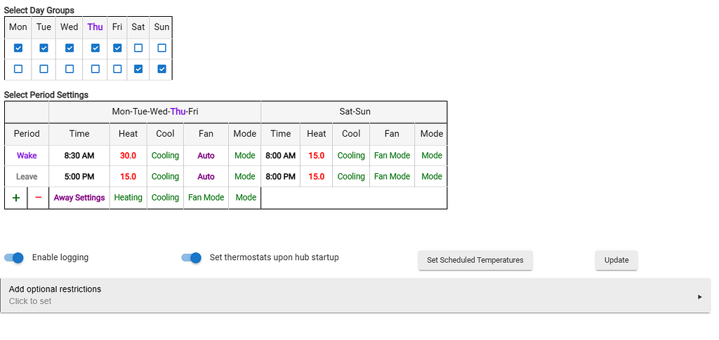 Thermostat Scheduler Not Triggering Apps Hubitat