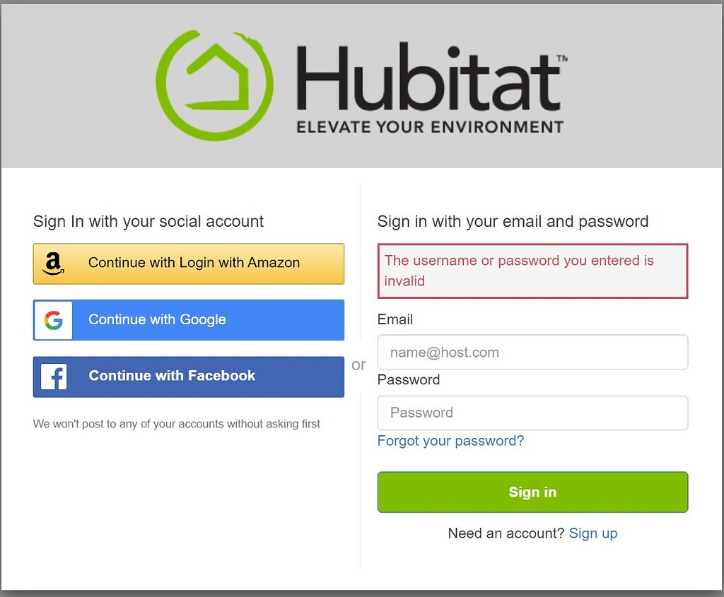 Trouble with Alexa skill linking - login not working - Integrations - Hubitat