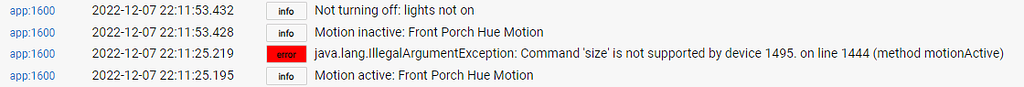 2.3.4.117 bug; Motion and Mode Lighting gets java.lang.IllegalArgumentException: Command 'size ...