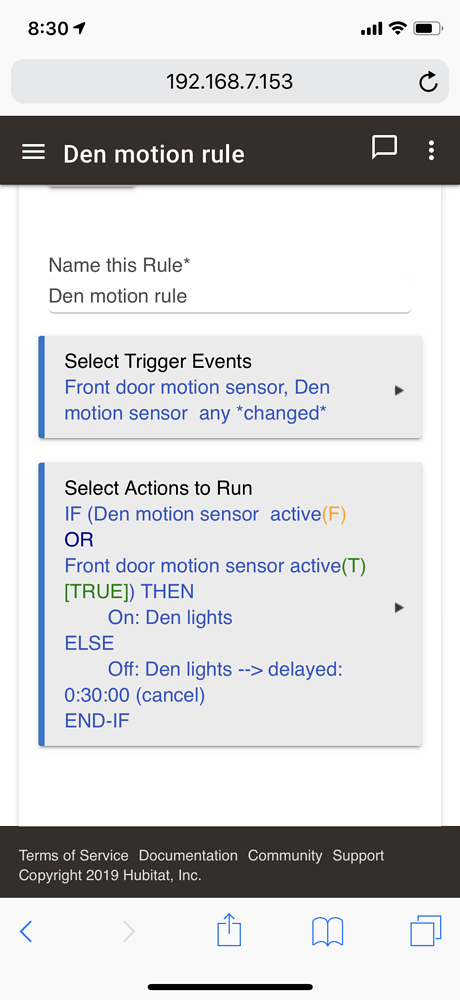Motion sensor and cancel - 📐 Rule Machine® - Hubitat
