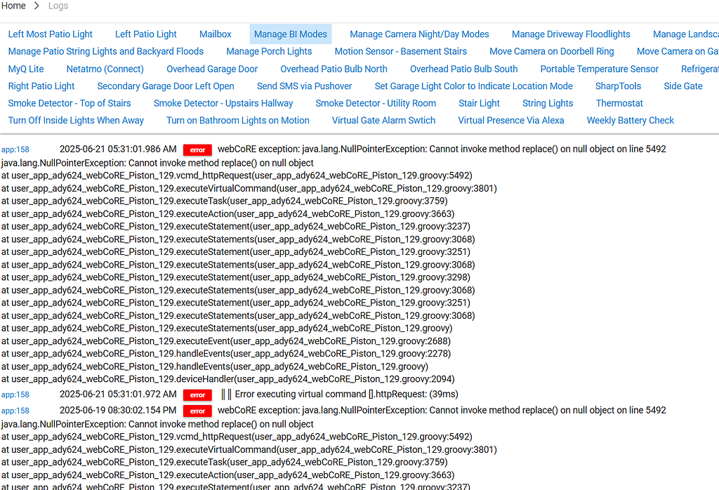 Webcore errors in HE logs - 💬 Lounge - Hubitat