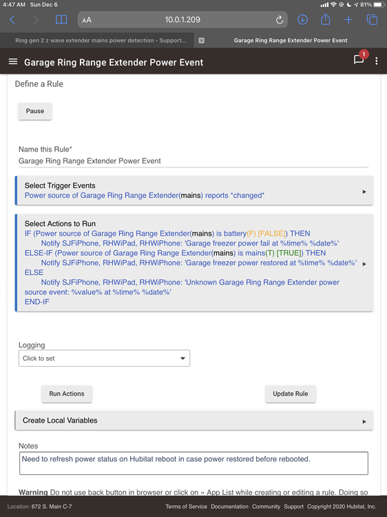 Ring gen 2 z wave extender mains power detection - 🛎️ Get Help - Hubitat