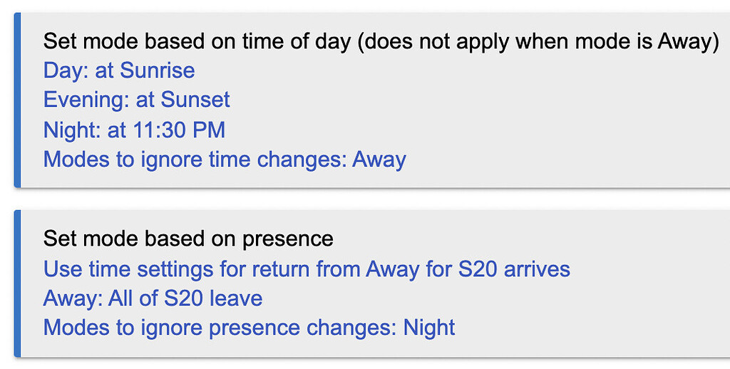 Mode Manager / HSM issue - going on vacation during the 'night' ignores phone presence and ...