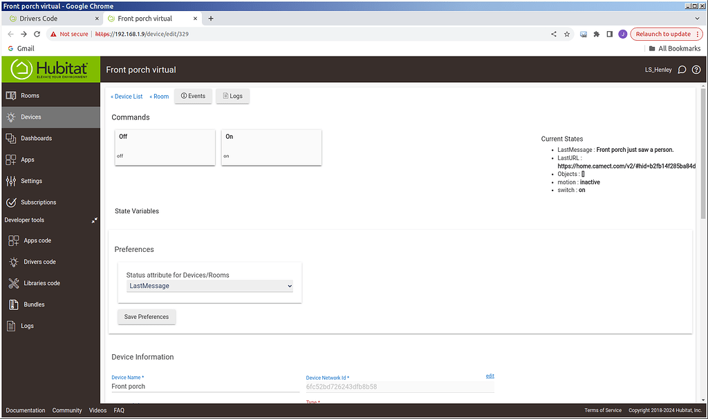 Camect driver not causing Hubitat action - ⚙️ Custom Apps and Drivers - Hubitat