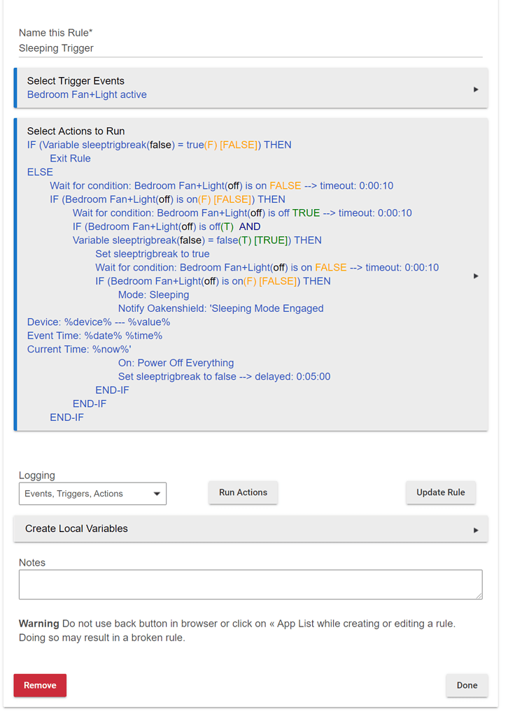 Rule Duplicates Actions Even After I Try To Make Sure It Only Triggers Once 📐 Rule Machine