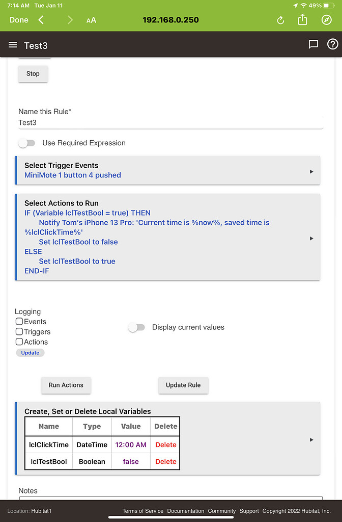 Unable to set a DateTime variable - All things Rule Machine - Hubitat