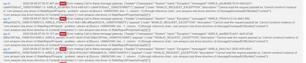 Alexa - Error making call to gateway - Apps - Hubitat