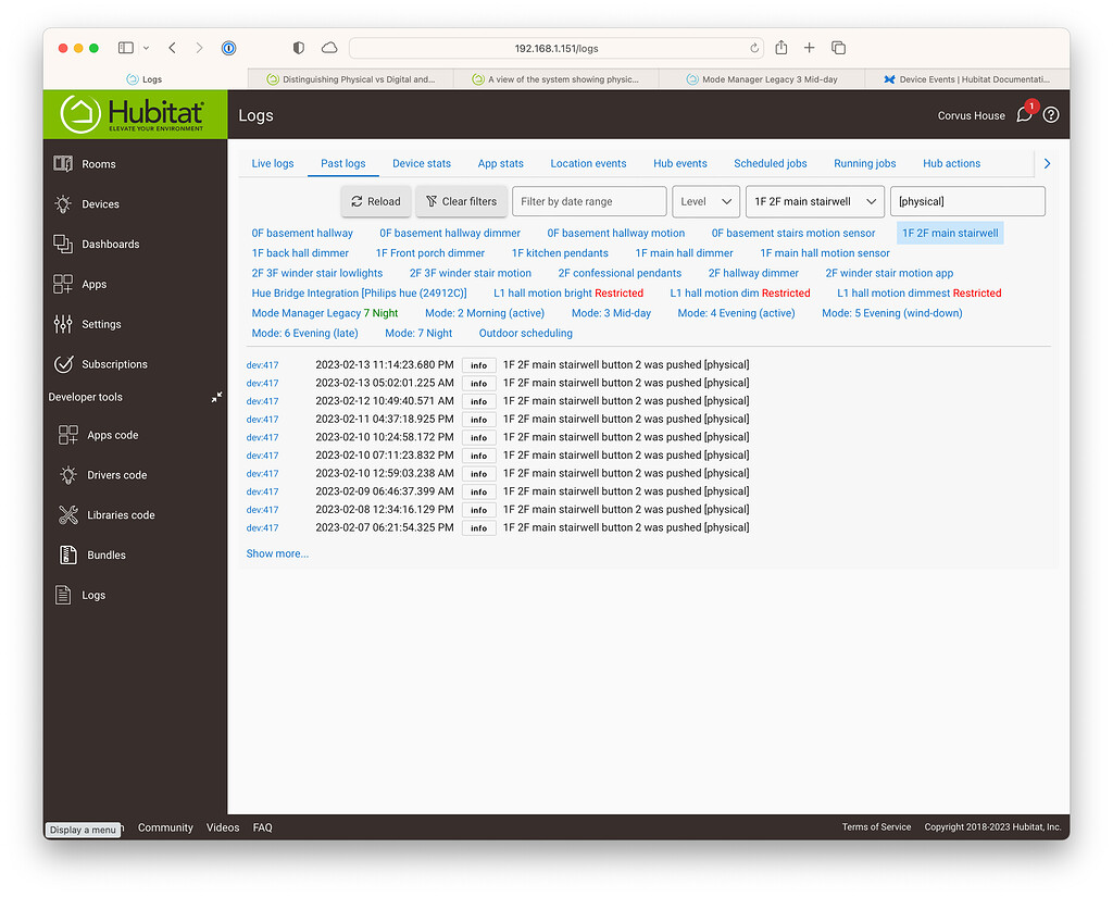 A view of the system showing physical interactions over time - 🎬 Get Started - Hubitat