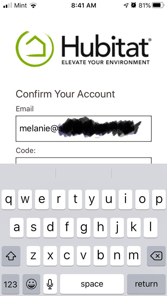 BUG: Cannot Enter Confirmation Code on iOS - iOS App - Hubitat