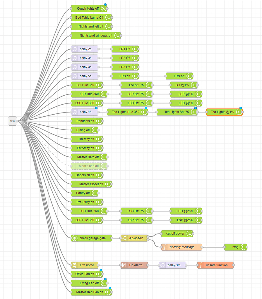 Many light changes at once - best practices - Node-RED - Hubitat