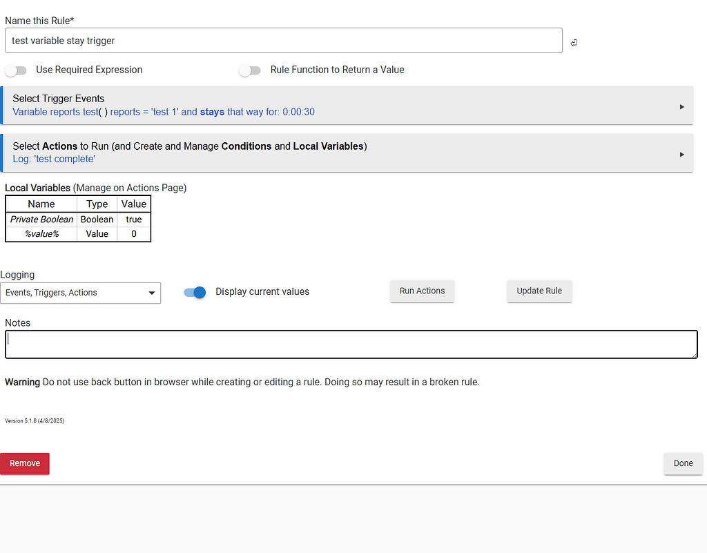 [2.4.1.155 - 2.4.1.156] RM 5.1 variable trigger issues - 🛎️ Get Help - Hubitat