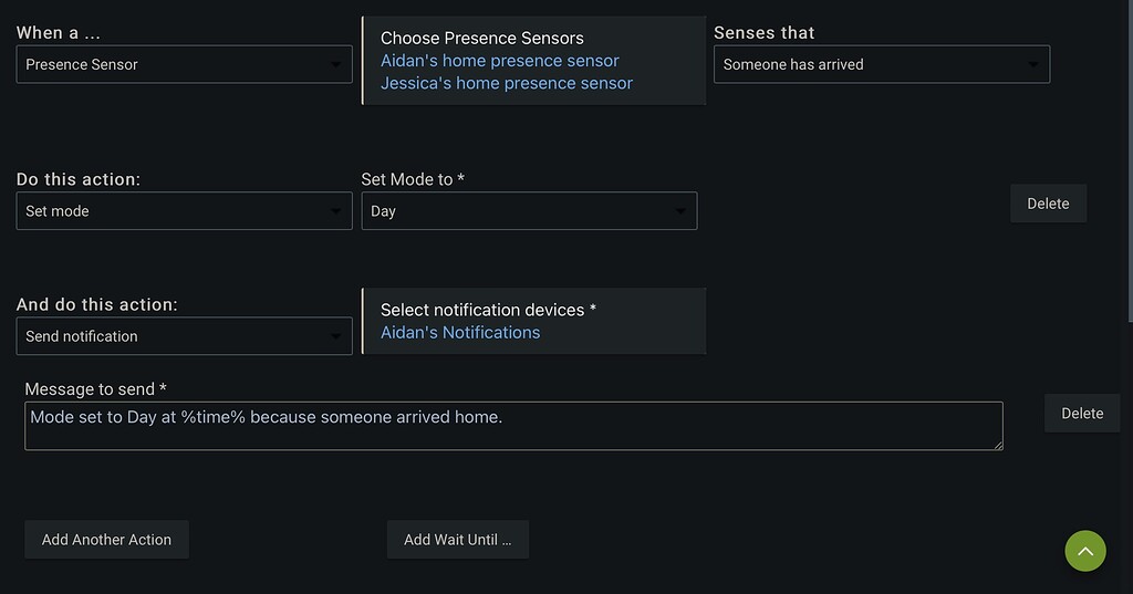 Help! Basic rule that includes notifications, %time% showing up as "null" - Basic Rules - Hubitat
