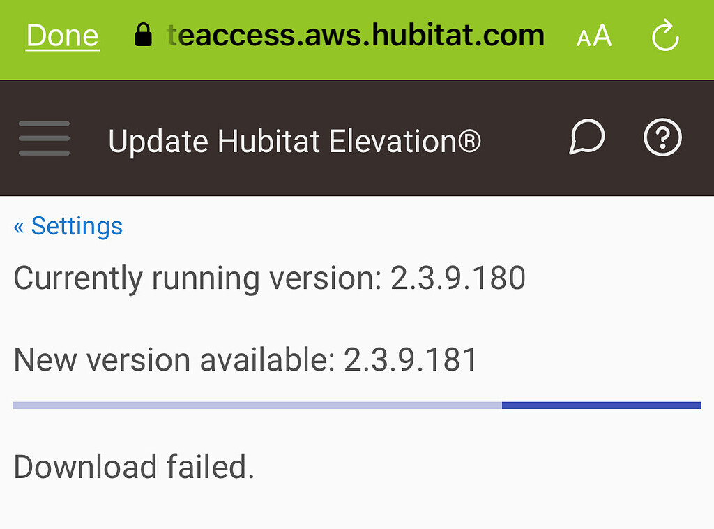 2.3.9.181 Update issue - 🎬 Get Started - Hubitat