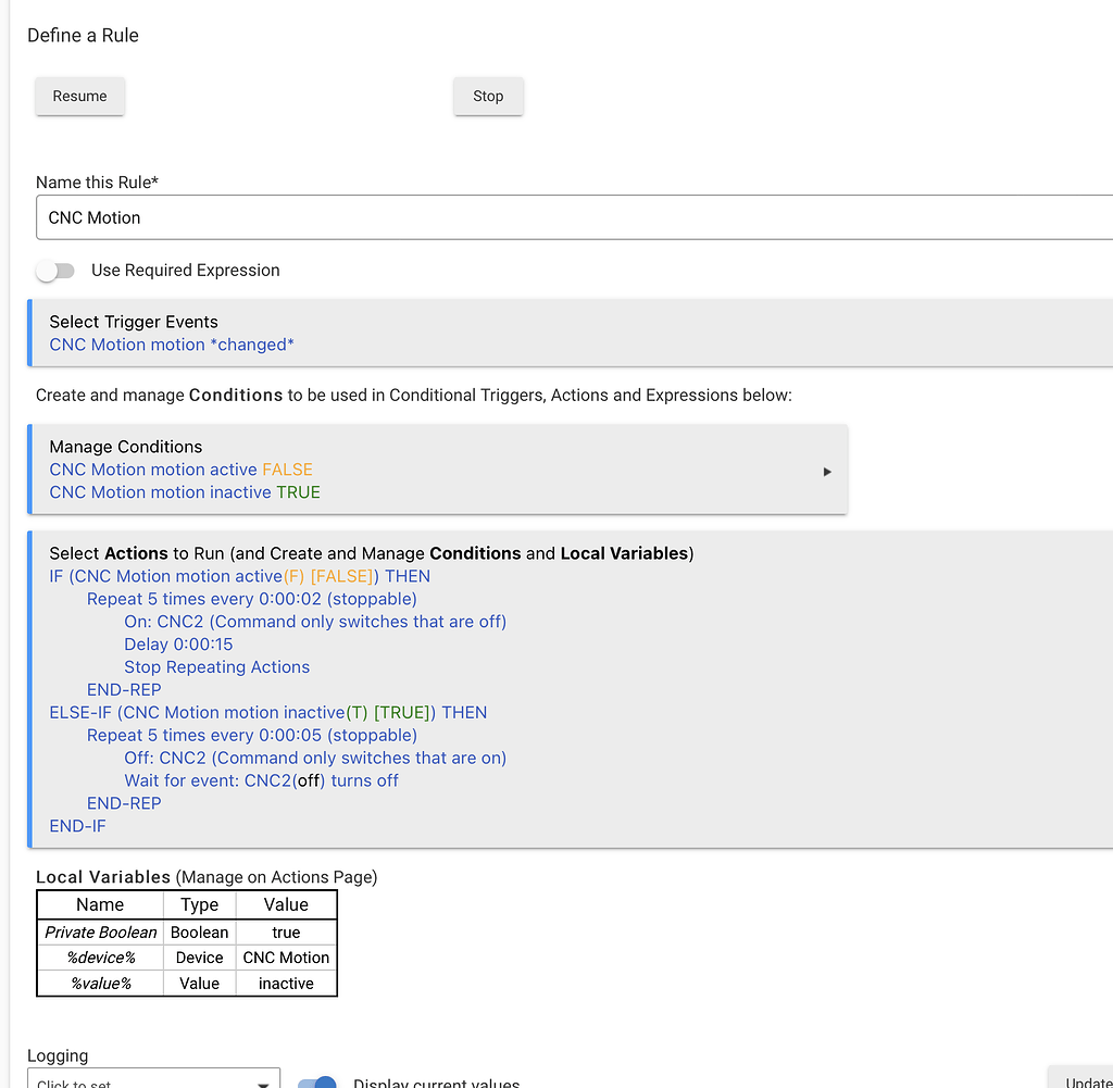 Motion activated lights rule repeating - 📐 Rule Machine® - Hubitat
