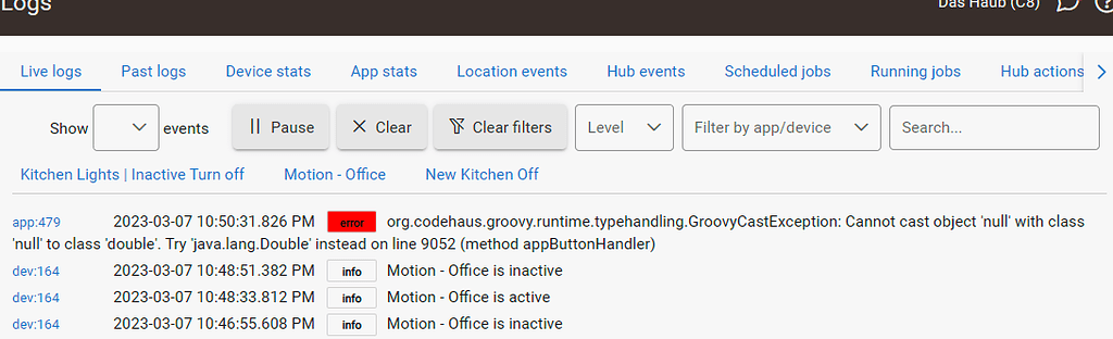 Goovy Cast Exception On Lights Rule With Group Lights Migrated To C8 Apps Hubitat