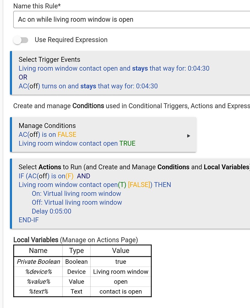 Notification when ac on and window open isn't working - All things Rule Machine - Hubitat