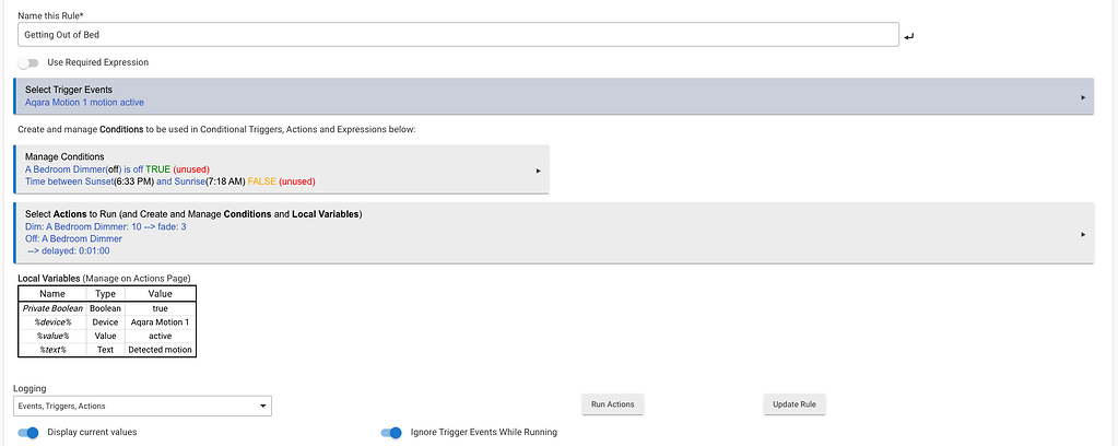 Help with RM motion trigger rule not working - All things Rule Machine - Hubitat