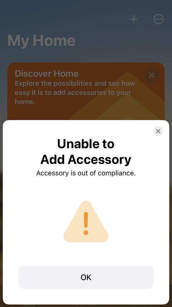 HomeKit - Accessory out of Compliance - 🧰 Built-In Apps and Drivers ... HomeKit - Accessory out of Compliance - 🧰 Built-In Apps and Drivers ...