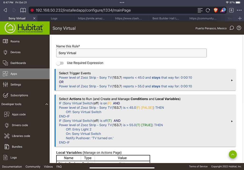 Believe this is a bug in Rule Machine - Apps - Hubitat