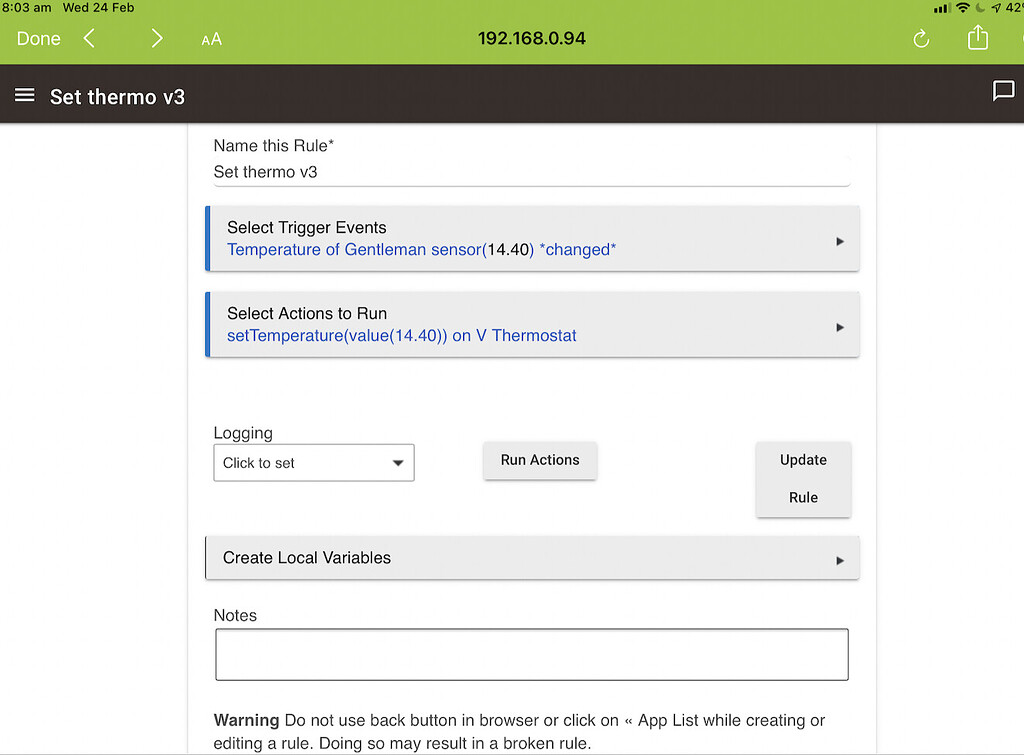 Virtual Thermostat not updating (Help Please) - 📐 Rule Machine® - Hubitat