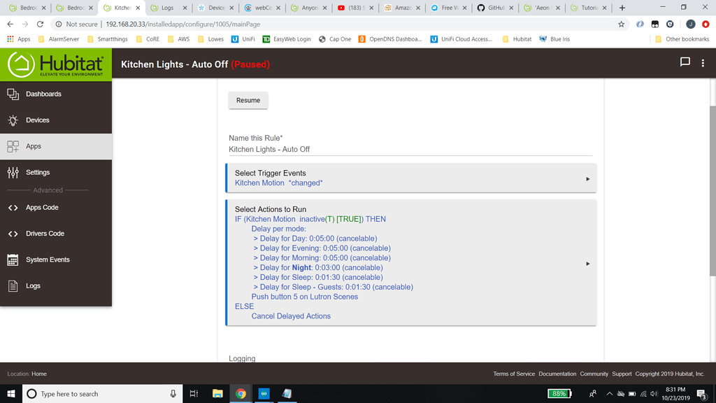 RM not cancelling delay per mode! - 📐 Rule Machine® - Hubitat