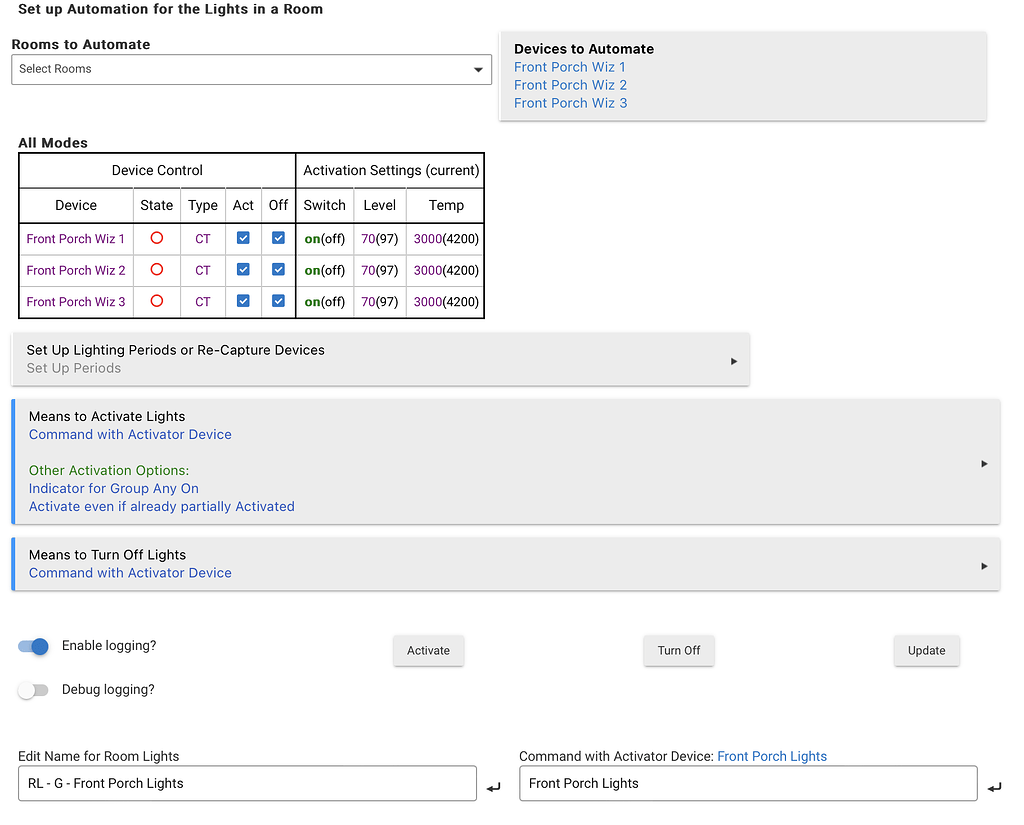 Room Lighting Group with Wiz lights activation issue - Apps - Hubitat
