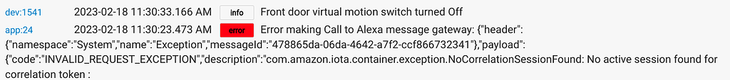 Alexa routine error Call to Alexa message gateway - Built-in Apps - Hubitat