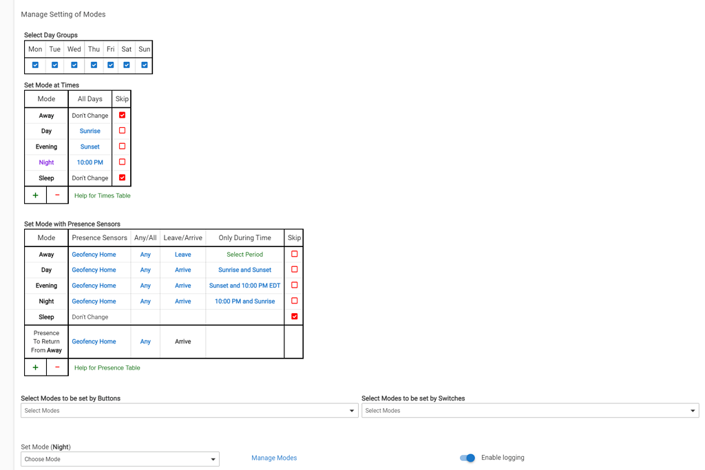 [2.3.3.123]Mode manager not setting away mode [c7] - 🛎️ Get Help - Hubitat