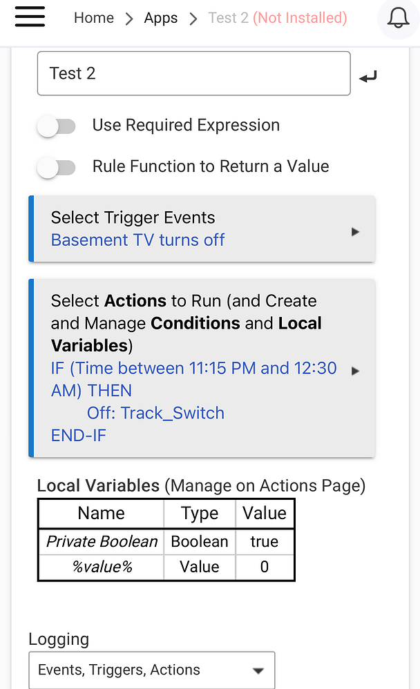 Why does this rule display "Required Expression False" in red? - All things Rule Machine - Hubitat