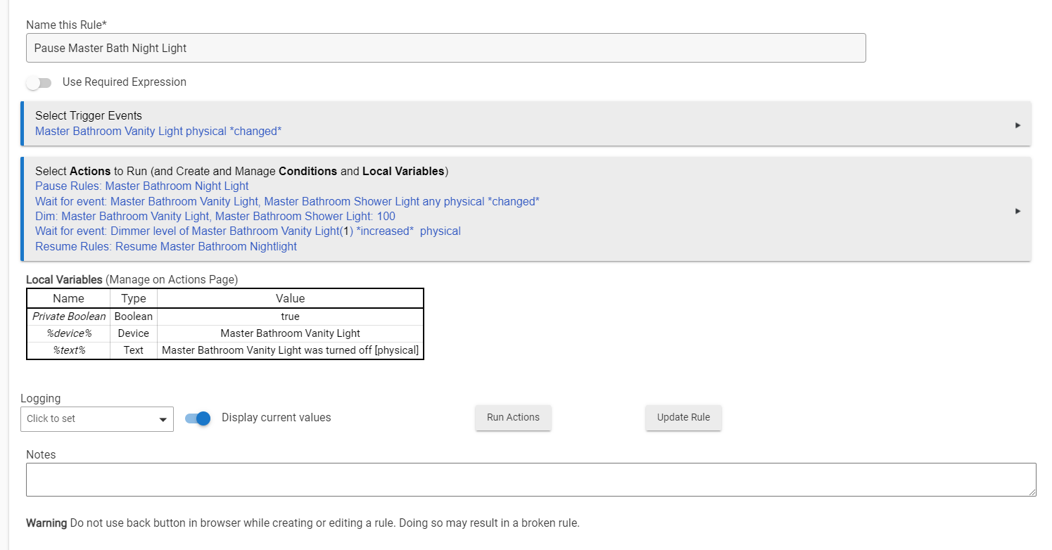Pausing and resuming a rule with a dimmer switch - Apps - Hubitat
