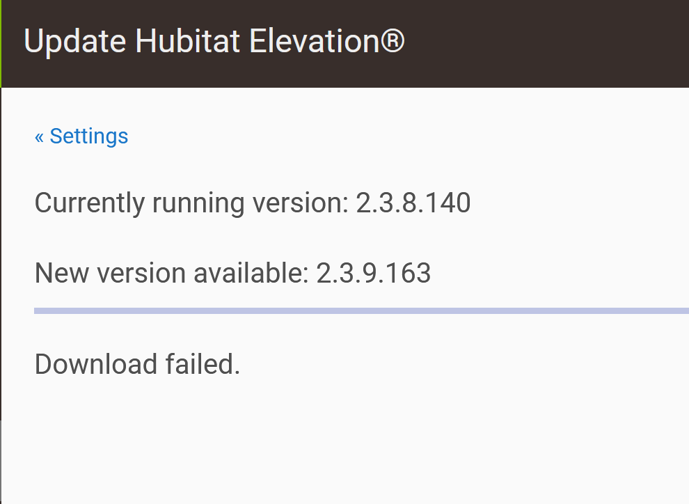 Update failing - 🛎️ Get Help - Hubitat