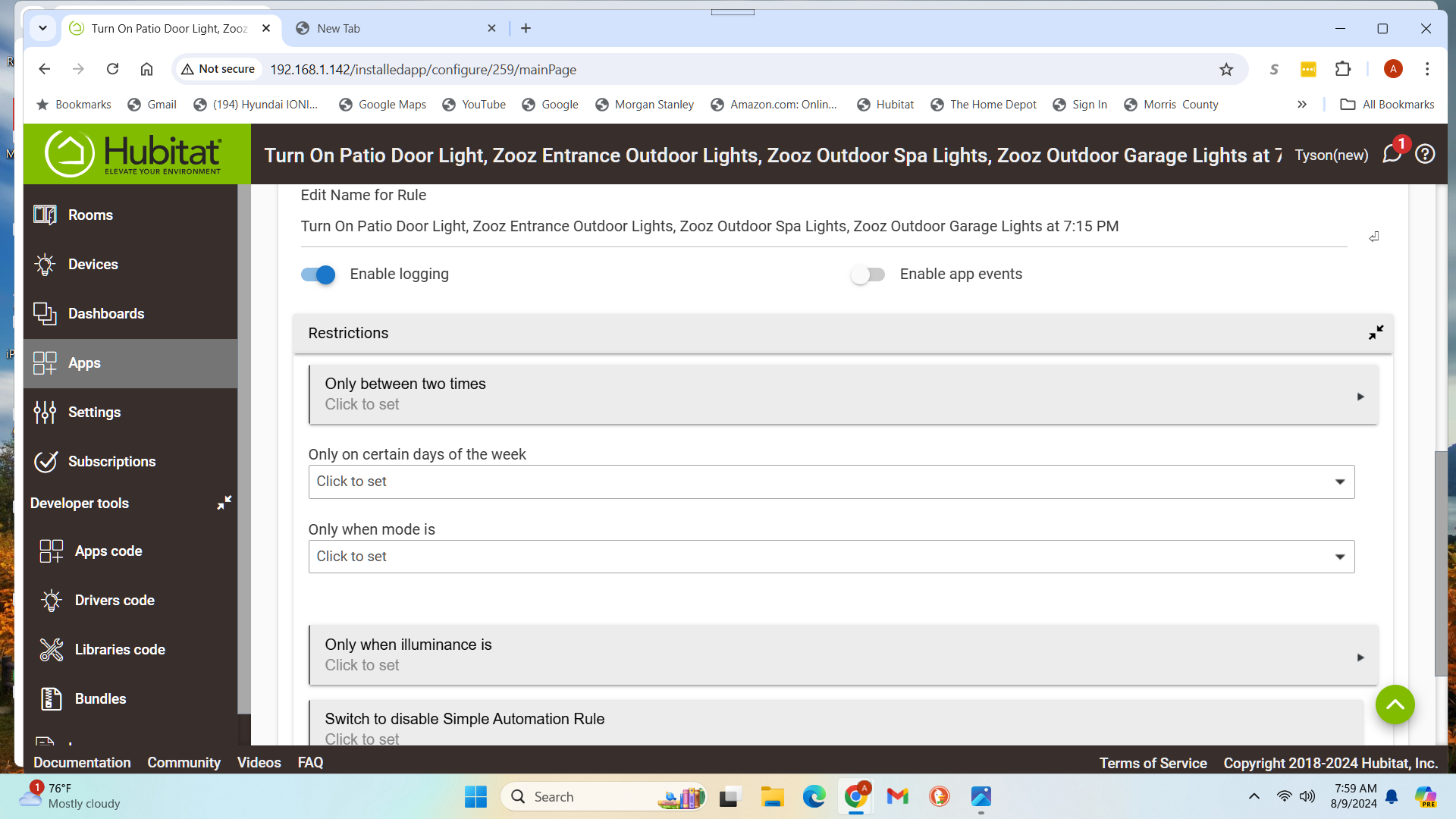 Lighting schedule not working - Apps - Hubitat