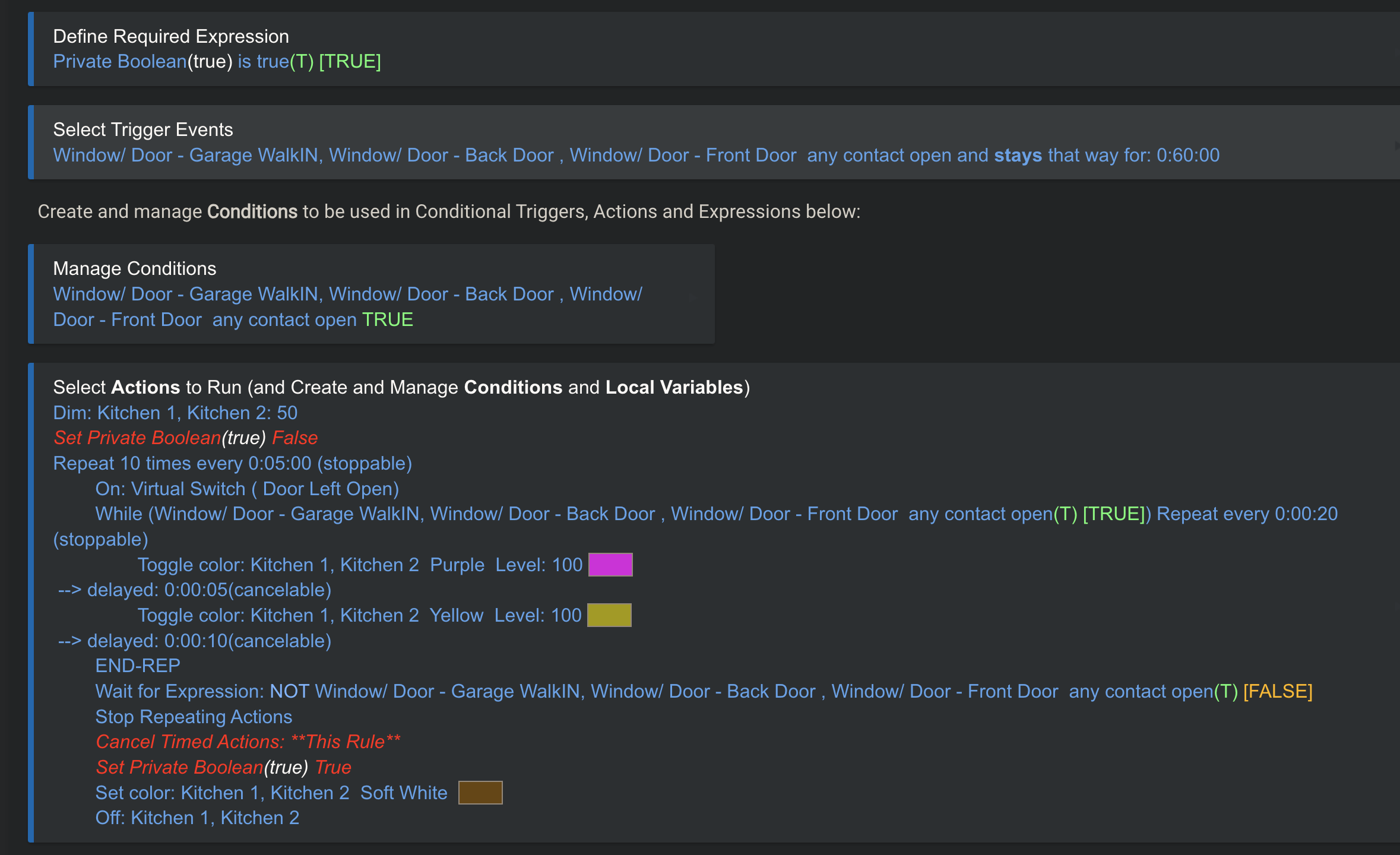 Repeat within RM with lights - 📐 Rule Machine® - Hubitat