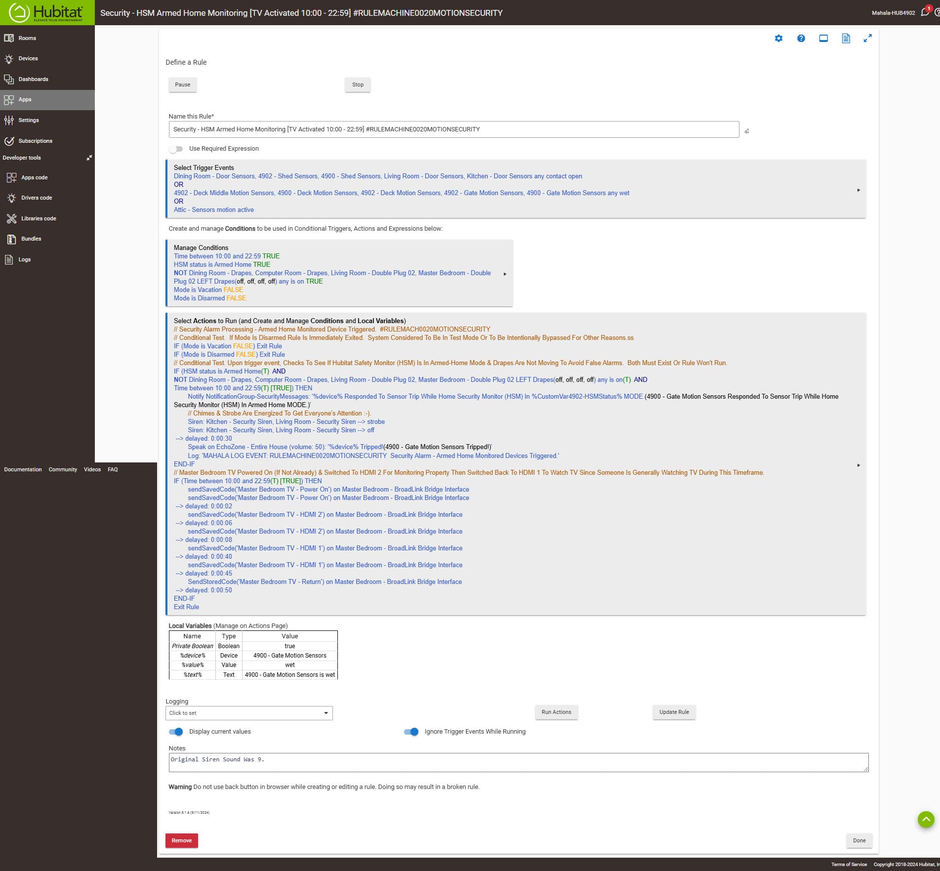 Rule machine help - Integrations - Hubitat