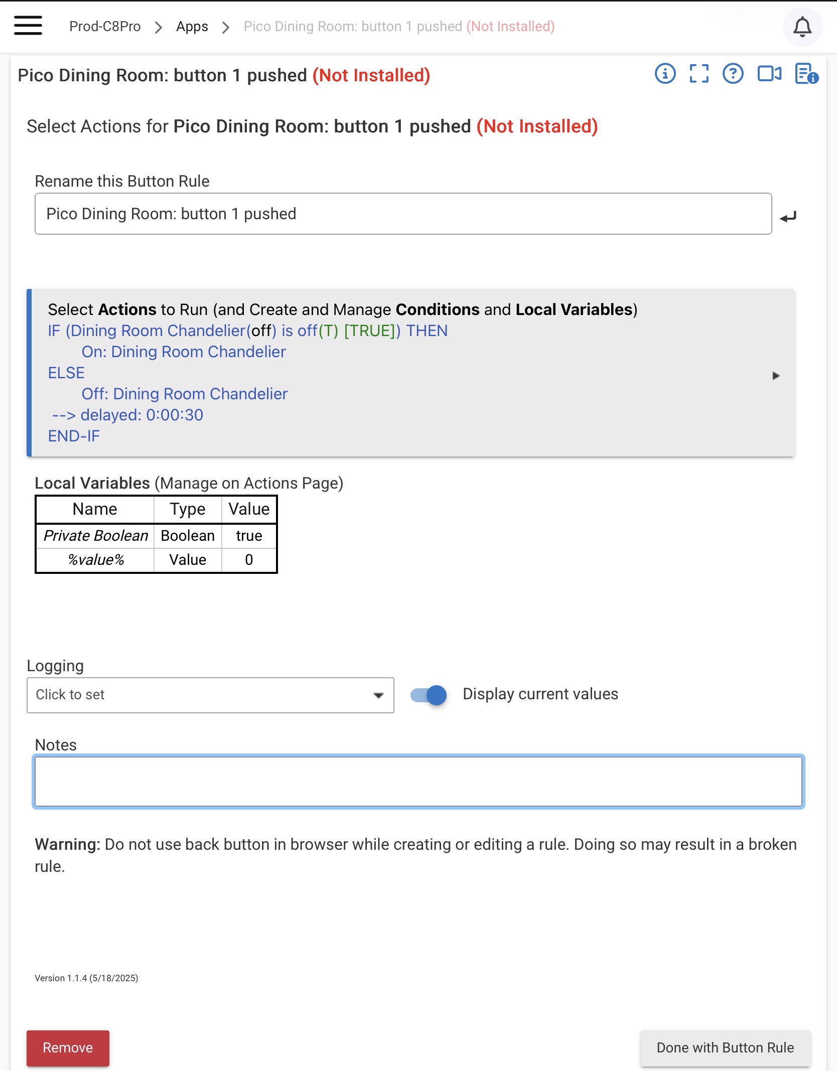Button controller, toggle options - Apps - Hubitat