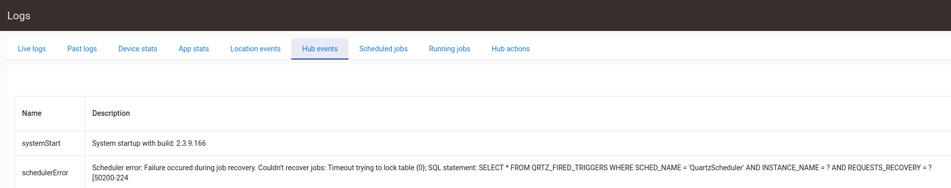 Scheduler error found in Logs - Apps - Hubitat