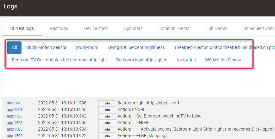 Logs Ability To Filter Logs Based On Multiple Devices And Apps Feature Requests Hubitat