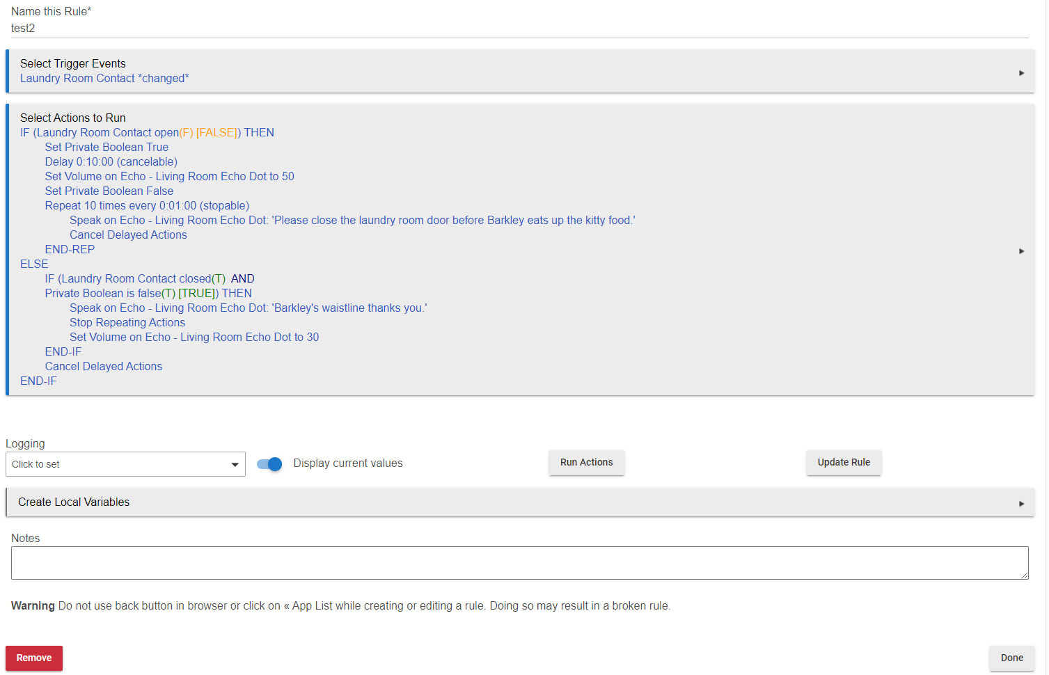 Help with door reminder rule - 📐 Rule Machine® - Hubitat