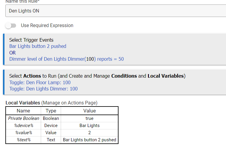 Rule triggers controled by dimmer - 🛎️ Get Help - Hubitat