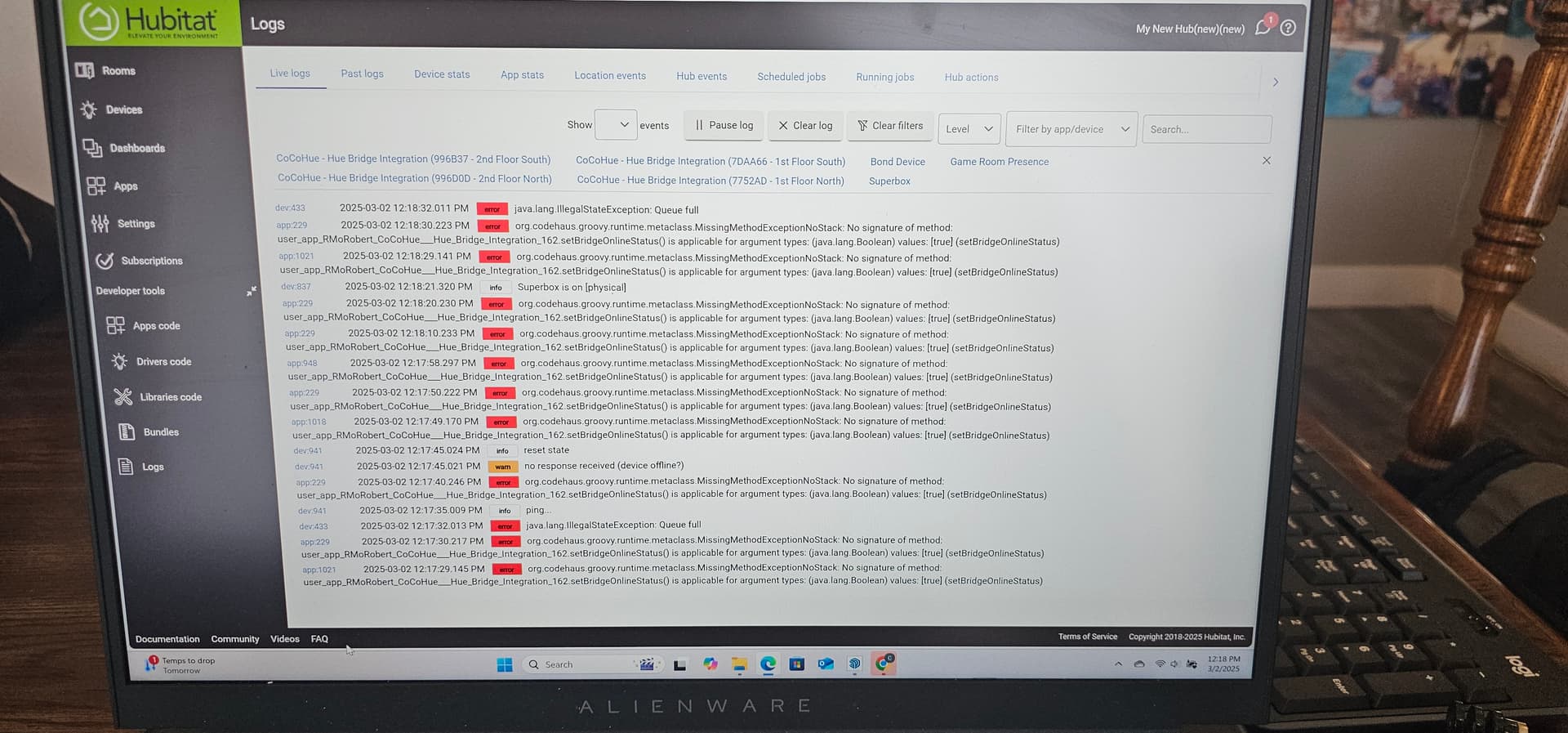 Cocohue integration error - Apps - Hubitat