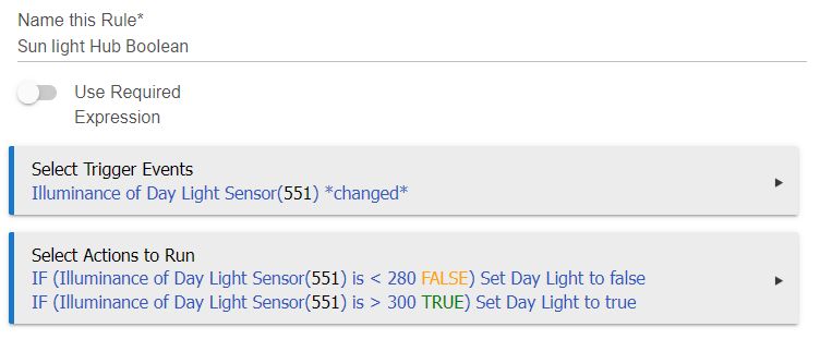 Calmed down illuminance rule for lights - 📐 Rule Machine® - Hubitat
