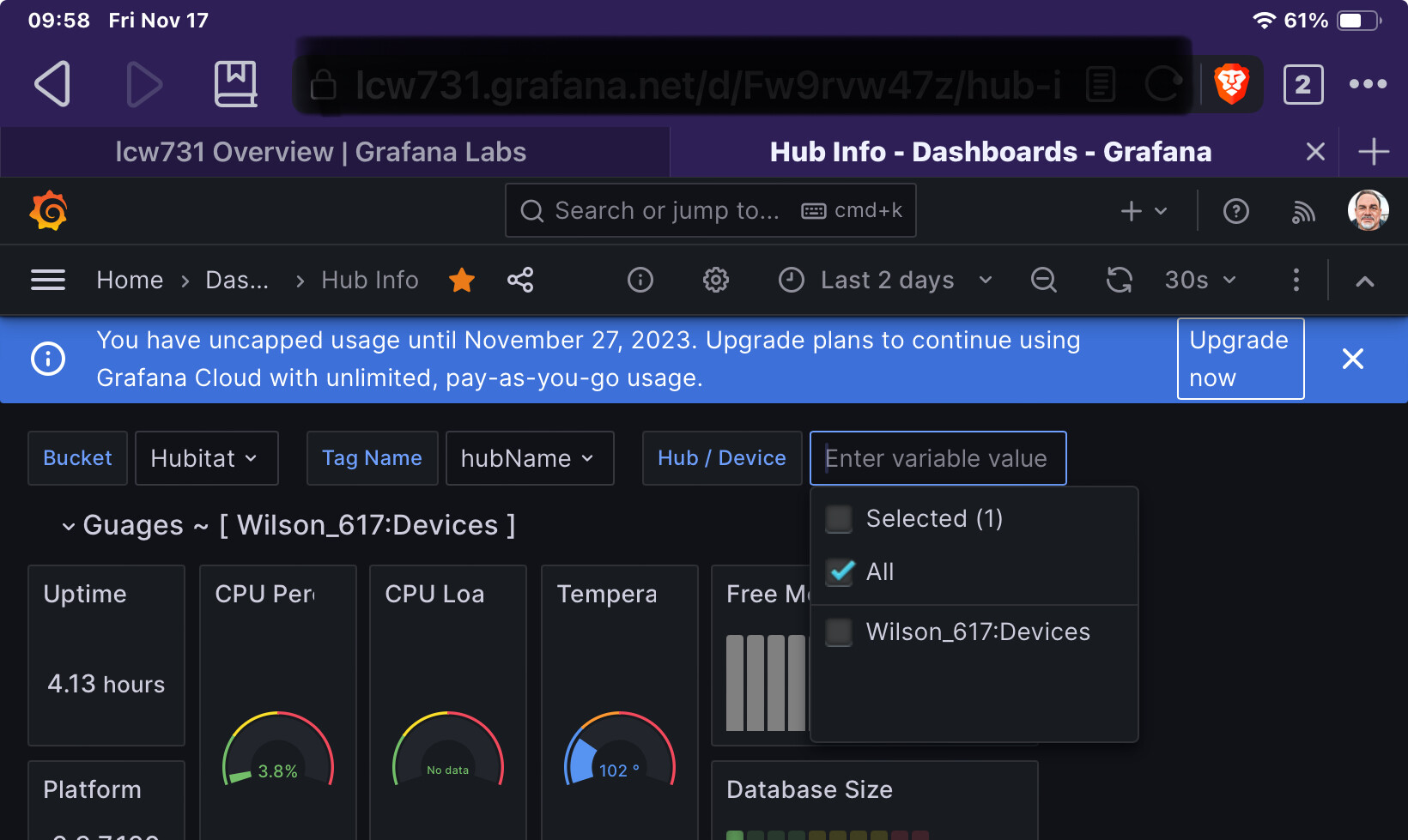 Using He With With Influxdb Grafana With Influxdb Logger Integrations Hubitat