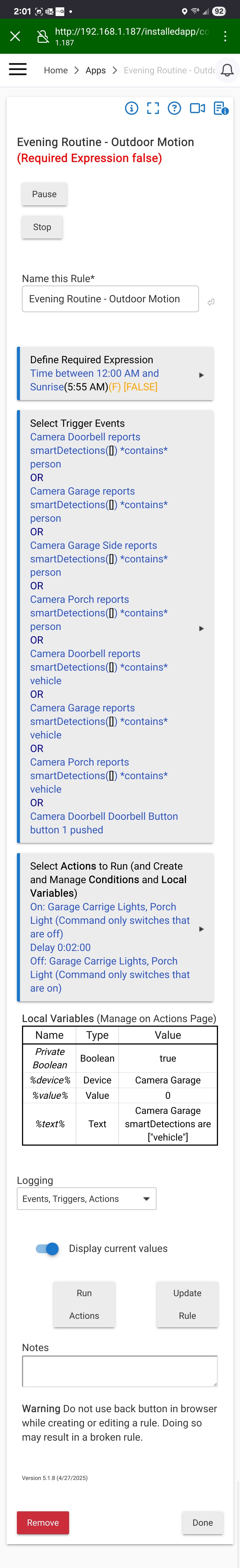 Rule Machine Help with Delay - Apps - Hubitat