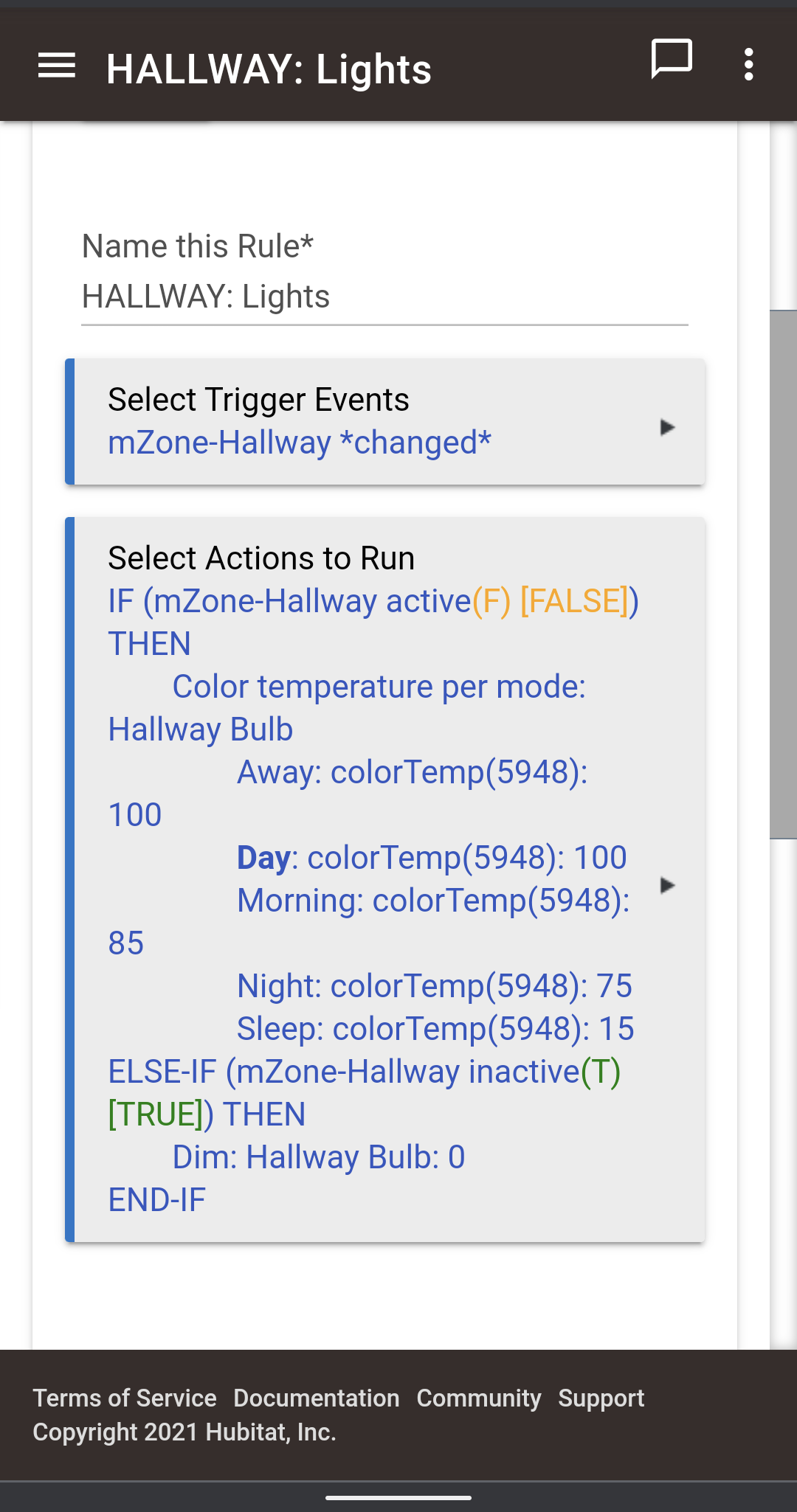 Rule: "Set color temperature and level per mode" not setting level - 🛎️ Get Help - Hubitat