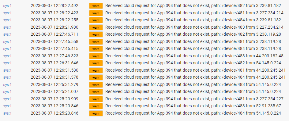 Received Cloud Request For App Xxx That Does Not Exist Path Device 